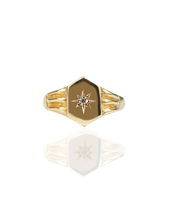 MIGNOLO Pinky Signet Ring With Diamond – Palm Sunday